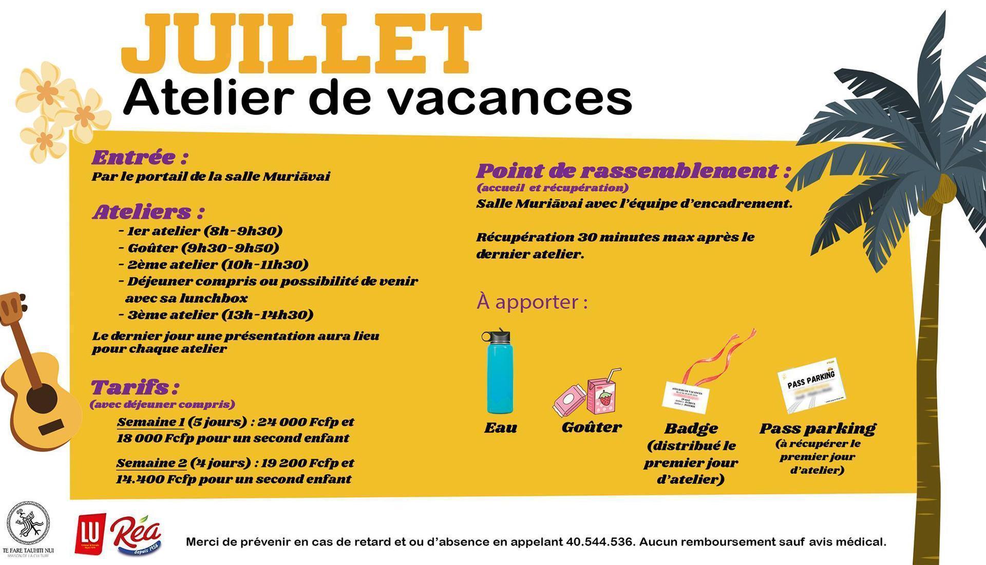 Atelier de vacances - TU'ARO MA'OHI - Fenua Moove